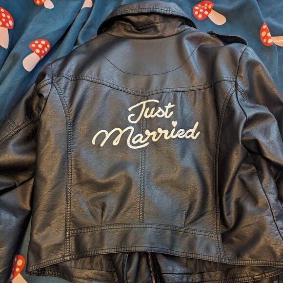 David's Bridal | Jackets & Coats | Just Married Embroidered Vegan ...